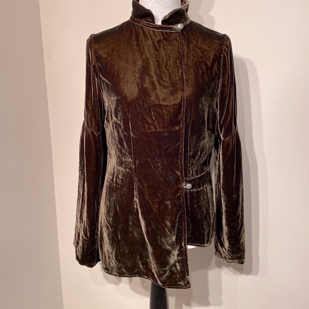J. Gerard Olive Green Velvet Crossover Asymmetrical J… - Gem